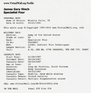 James Gary Hinch – 9th Infantry Division